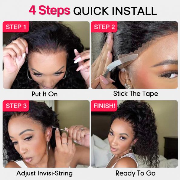 Invisi-String 360 Lace Frontal Wig Pre Cut Lace Glueless Bleached Knots ...