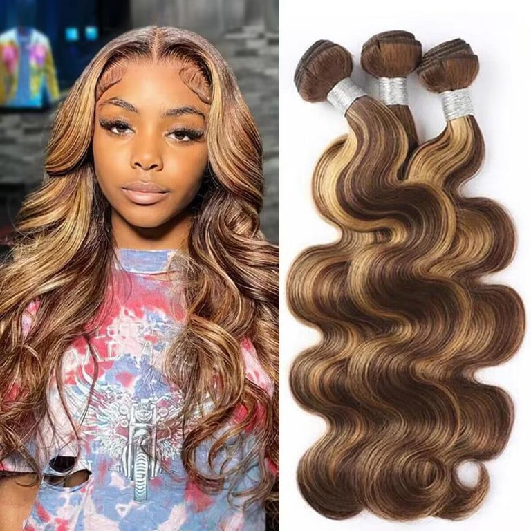 Highlight P4/27 Color Brazilian Body Wave 3 Bundles Human Hair Weave ...